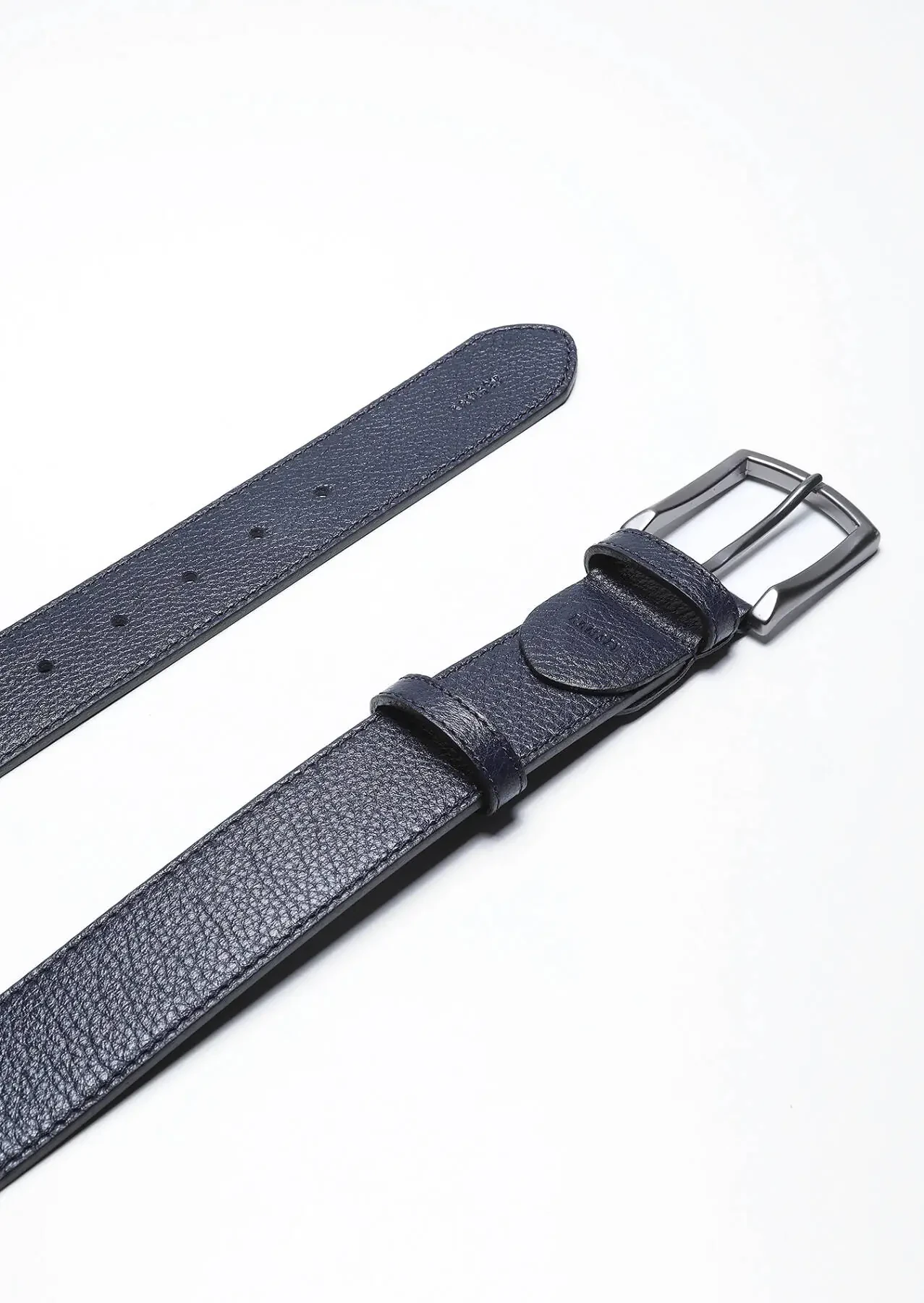 Navy Blue Leather Belt